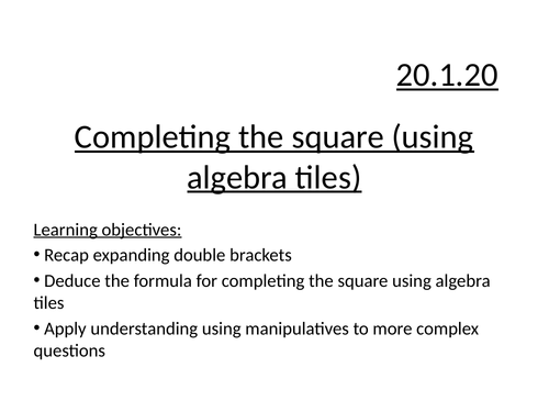 Completing the square (using algebra tiles) | Teaching Resources Completing the square (using algebra tiles) | Teaching Resources