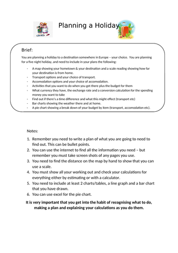 Planning a Holiday Functional Maths | Teaching Resources