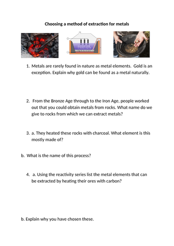 Extraction of metals - which method? | Teaching Resources