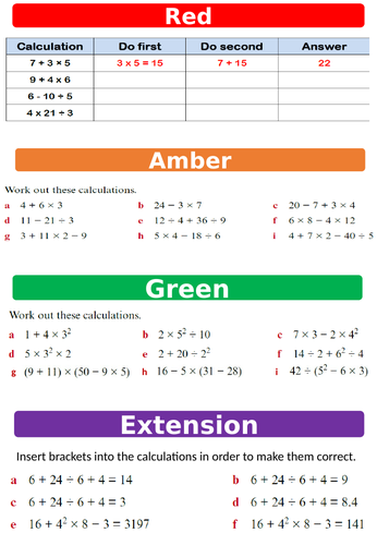 Full lesson- Order of Operations | Teaching Resources