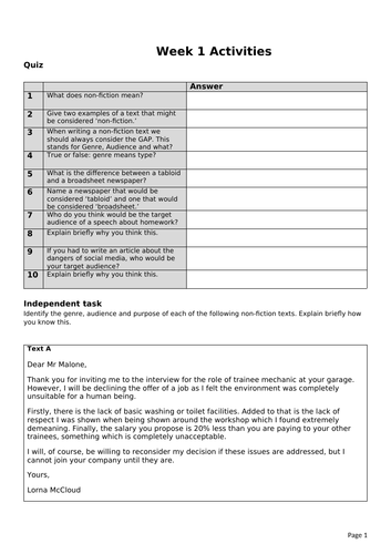 Non fiction writing activity booklet - Writing to argue, persuade ...