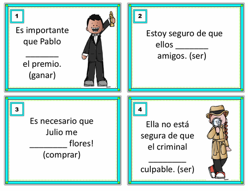 Subjunctive vs Indicative Spanish Task Cards: Subjuntivo vs Indicativo ...