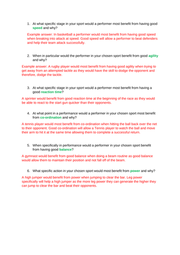 GCSE/BTEC Sport questions | Teaching Resources GCSE/BTEC Sport questions | Teaching Resources