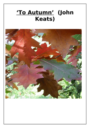 ‘To Autumn’ Poem (John Keats) Comprehension Questions | Teaching Resources