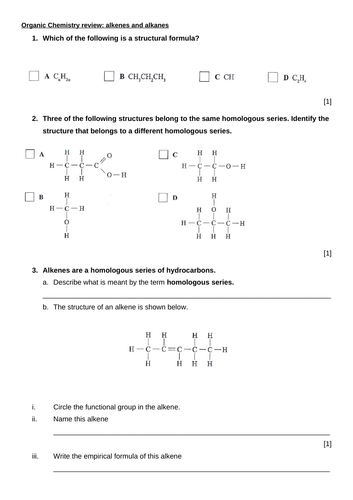 Organic chemistry alkenes and alkanes | Teaching Resources