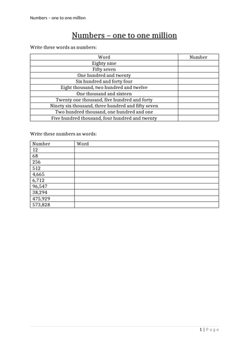 Early Years Maths Resources: Number Worksheets and Activities | Tes