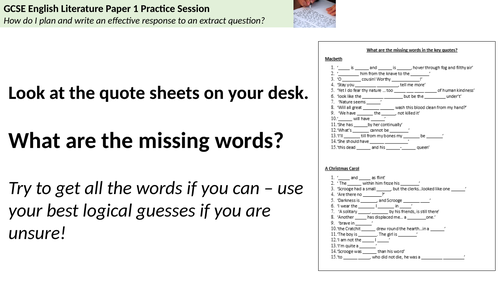 AQA GCSE Eng Lit 1 Answer Planning | Teaching Resources