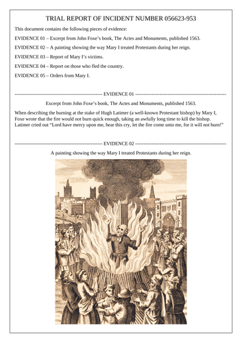 KS3 Does Mary I deserve to be called 'Bloody Mary'? lesson pack ...
