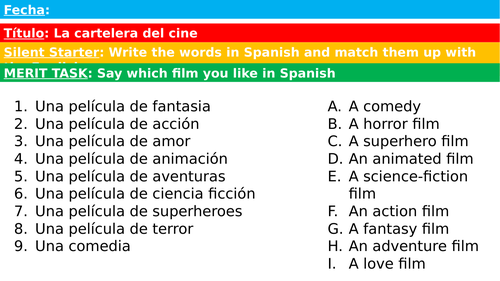 Present tense - cartelera del cine - 4 LESSONS | Teaching Resources