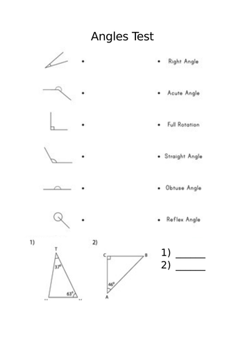 Angles end of topic test | Teaching Resources Angles end of topic test | Teaching Resources