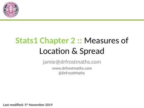 Stats Year 1 Chapter 2 Measures Of Location And Spread Teaching