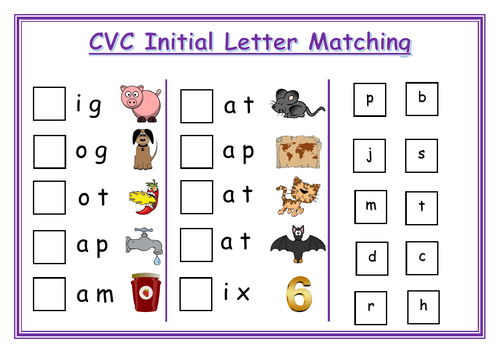 Cvc Worksheets Eyfs Missing Middle Sound CVC Word Mats Free Printable