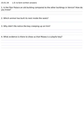 UKS2 Reading The Thief Lord | Teaching Resources