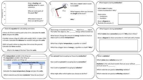 Work, Heating & Cooling Revision (Activate Energy 2) | Teaching Resources