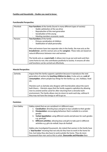 Studies list - Family and Household Unit | Teaching Resources