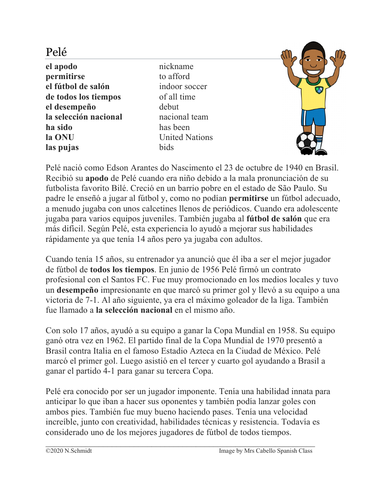 Péle Biografía: Spanish Reading on Famous Brazilian Soccer Player ...