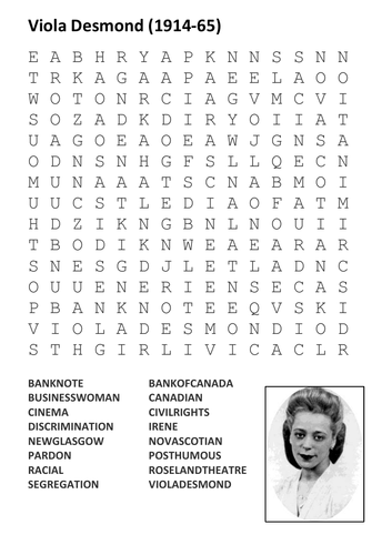 Viola Desmond Word Search | Teaching Resources