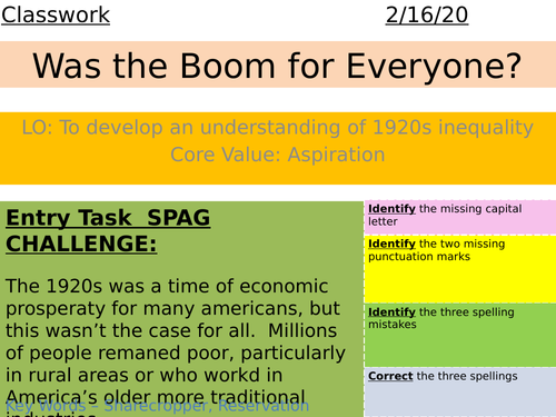 Inequality of the Boom - USA 1920s - AQA | Teaching Resources