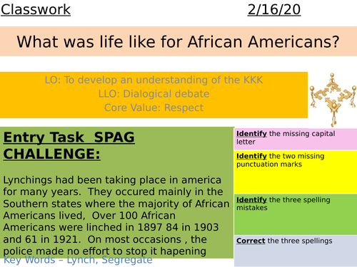 African Americans in 1920s - KKK - AQA | Teaching Resources