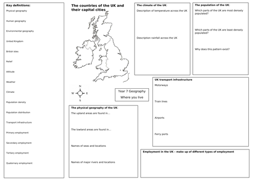 The Geography of the UK knowledge organiser | Teaching Resources