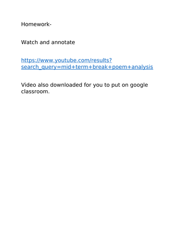 Mid Term Break | Teaching Resources