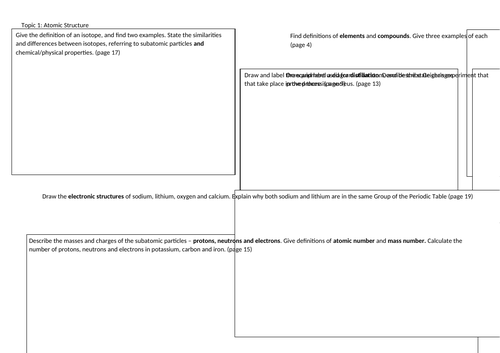 GCSE Chemistry / Combined Science Revision Sheets Topic 1 | Teaching ...