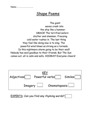 Shape Poetry Stormy Weather Year 2 (Two Lessons) | Teaching Resources