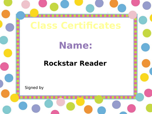 Class Certificates | Teaching Resources