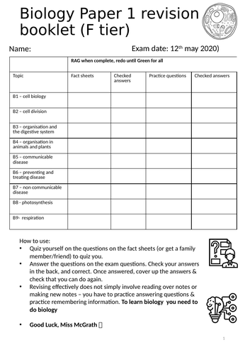 Biology paper 1 revision | Teaching Resources