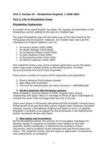 The Age of Exploration during the reign of Elizabeth I | Teaching Resources