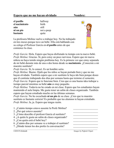 Present Perfect Subjunctive Spanish Reading: Lectura con Presente de ...