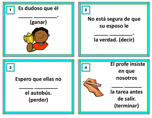 Present Perfect Subjunctive Spanish Task Cards: Presente de subjunctivo ...