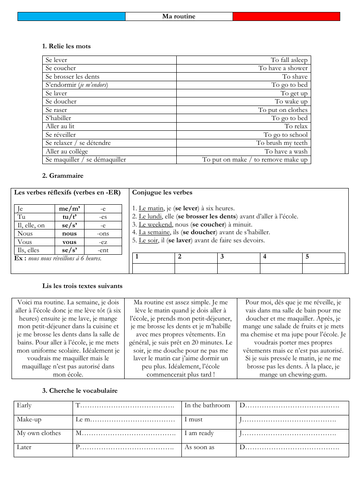 GCSE French ma routine | Teaching Resources
