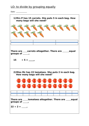 Division - grouping equally | Teaching Resources