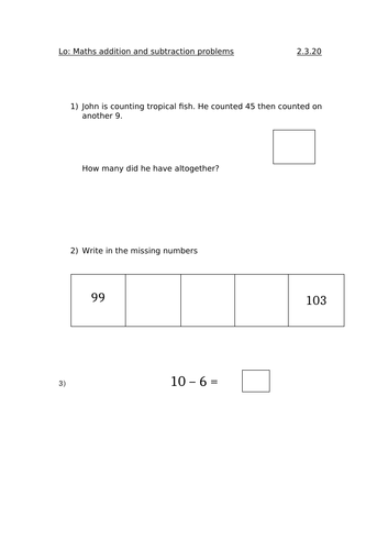 Year 1 addition and subtraction | Teaching Resources