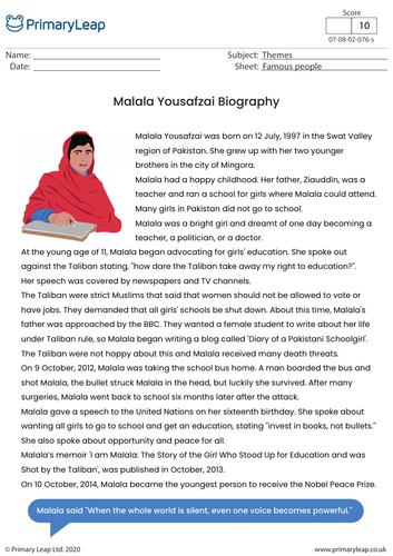 International Women's Day - Malala Yousafzai | Teaching Resources