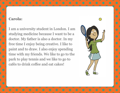 English Character Cards/Short Readings on Hobbies/Family/Sports (ESL ...