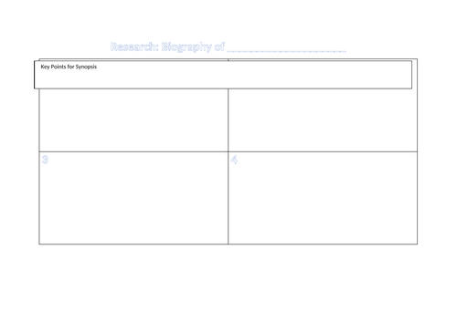 Research grid for biography | Teaching Resources