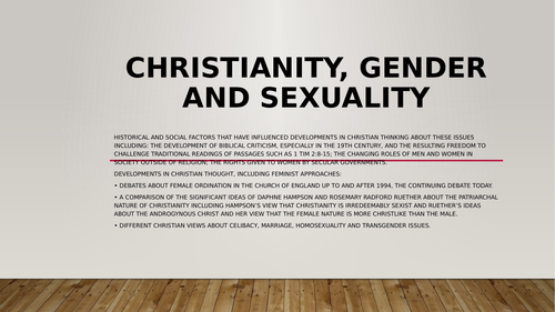 AQA Christianity, Gender and Sexuality | Teaching Resources