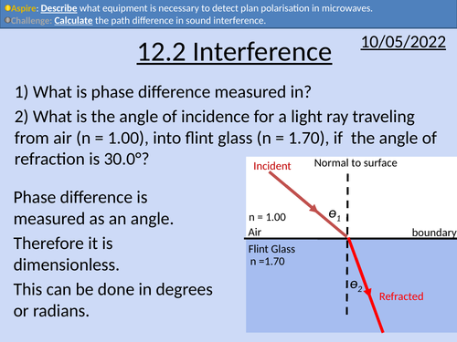 OCR AS level Physics: Interference | Teaching Resources