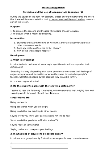 Stopping Swearing | Teaching Resources