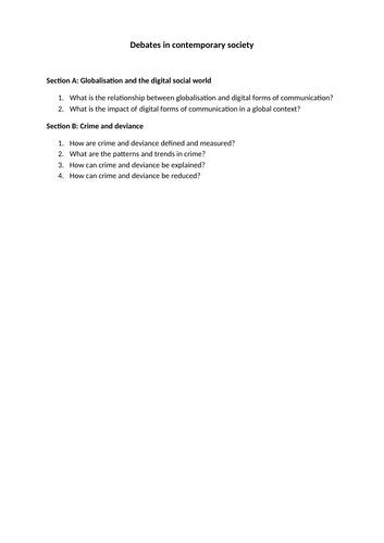 OCR Sociology A level checklist: Paper 3 - Debates in contemporary ... OCR Sociology A level checklist: Paper 3 - Debates in contemporary ...
