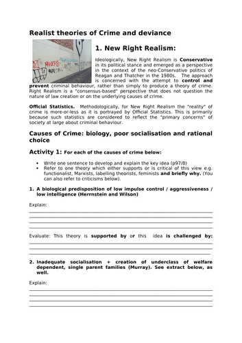 Right Realism and Crime - A Level Sociology | Teaching Resources