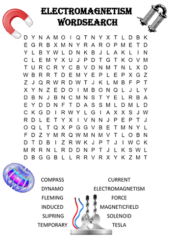 Physics: Electromagnetism wordsearch | Teaching Resources
