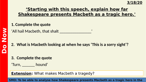 Macbeth as a Tragic Hero | Teaching Resources