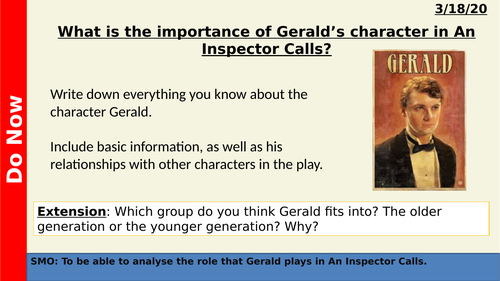 An Inspector Calls - Gerald Croft | Teaching Resources