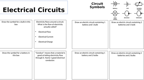 Drawing Electrical Circuits - Worksheet | Teaching Resources