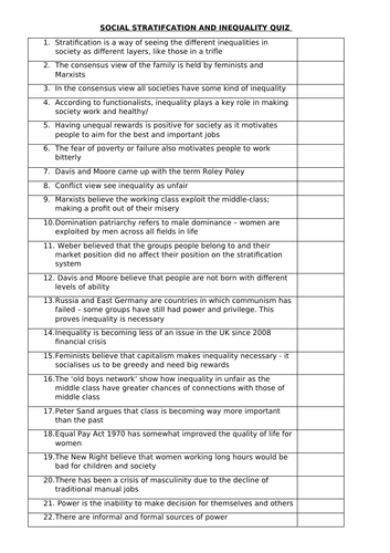 Component 2 - Social Stratification and Inequality Review Quiz 86 ...
