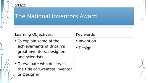 Year 8: National Inventors Award | Teaching Resources