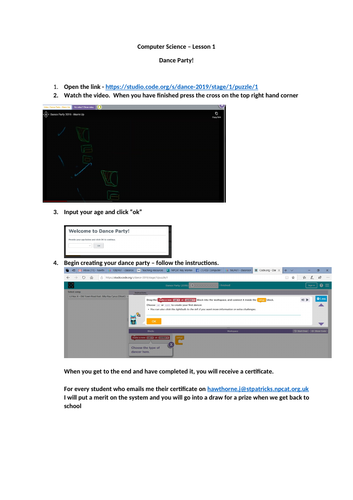 Coronavirus - Screenshots for accessing Dance Party | Teaching Resources